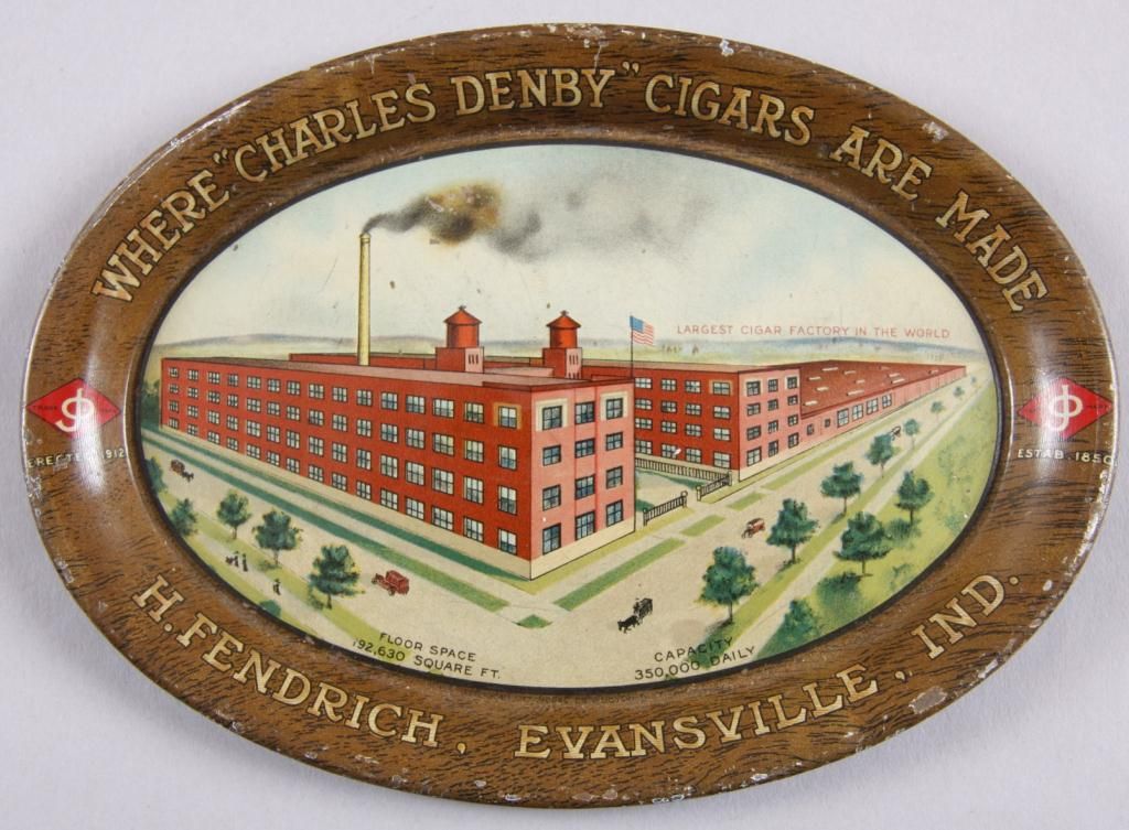 Original Tin Advertising Tray-Charles Denby Cigars"Where "Charles Denby ...