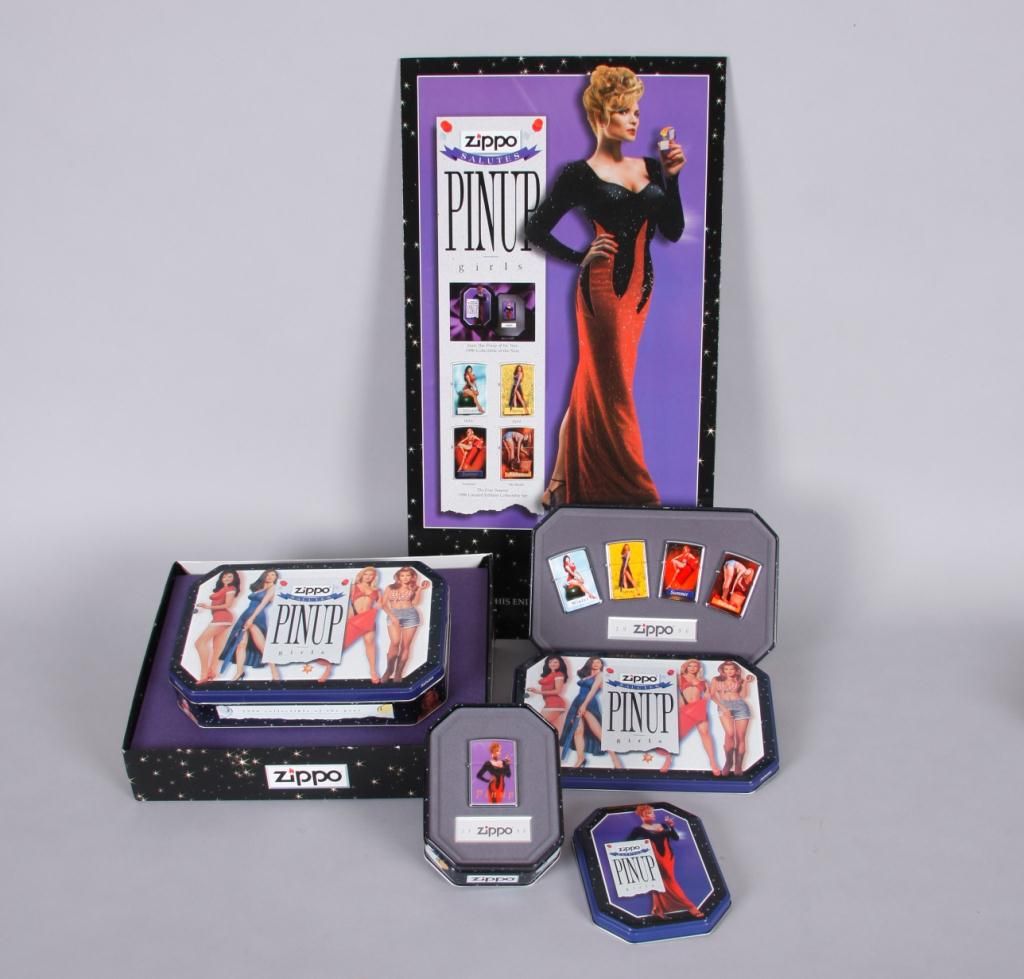 Zippo "Pinup Girls" 5 Piece SetIncludes a large collectors tin, a ...