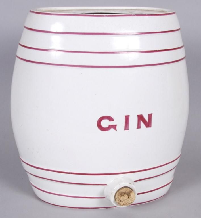 Antique Ceramic Spirit BarrelHand painted front, from a British Pub ...