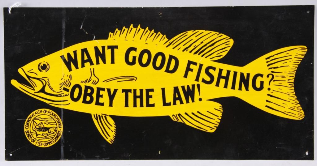 Lot of 2 Metal Fishing Advertising SignsBowman Spring Fishing Camp Sign ...