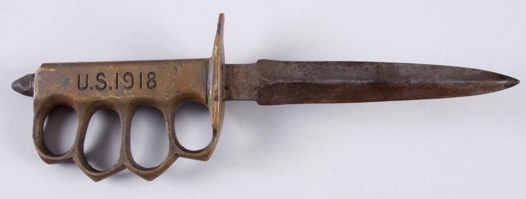 US 1918 Fighting KnifeWW1 US fighting knife with solid brass knuckle ...