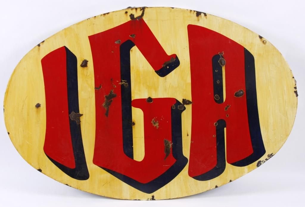 IGA Metal Advertiser SignMeasures 6ft x 4ft oval, unknown vintage ...