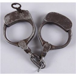 Pair of Antique Bean Handcuffs with KeyMarked "Jackson County", in good ...