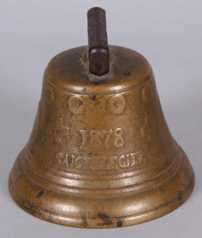 Antique French Bell Dated 18781 side reads "1878 Saignelegier" and the ...