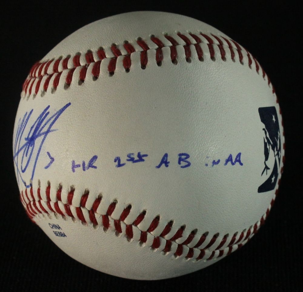 Manny Machado Signed Baseball: Inscribed "HR 1st AB in AA" (JSA COA)