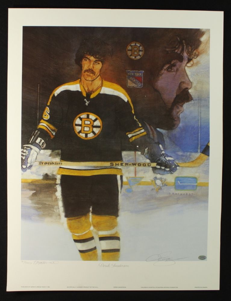 Derek Sanderson Signed LE Bruins 18x24 Lithograph (SOP COA)