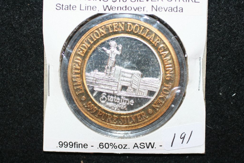 State Line Casino Wendover NV Limited Edition Two-Tone $10 Gaming Token ...