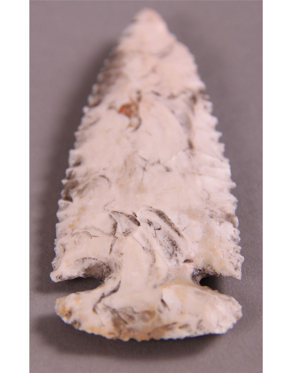 Native American Indian Artifact, Serrated Dovetail Arrowhead.