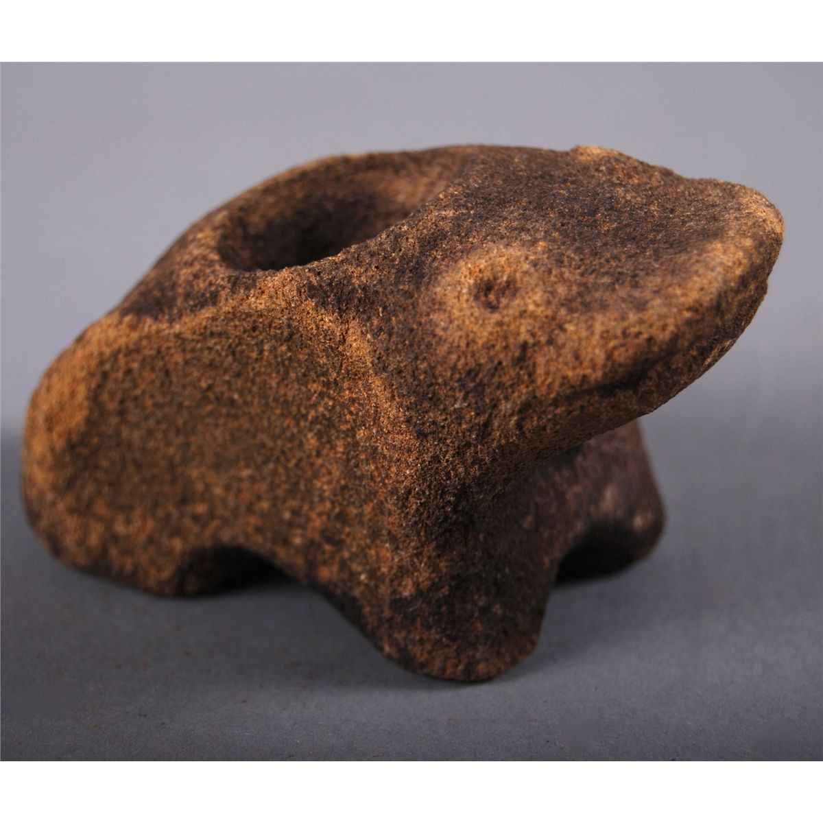Native American Indian Artifact, Sandstone Frog Effigy Pipe