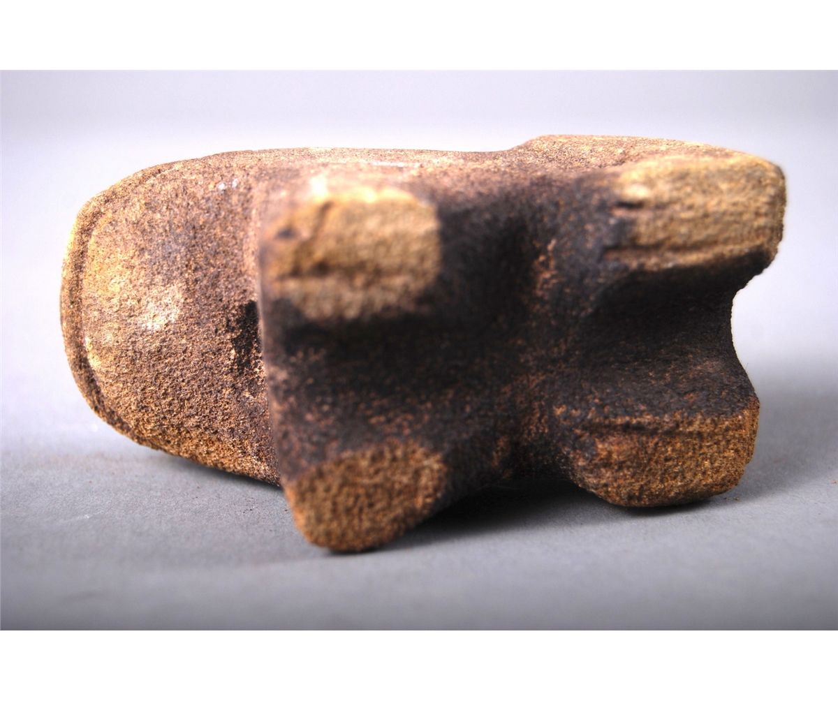 Native American Indian Artifact, Sandstone Frog Effigy Pipe