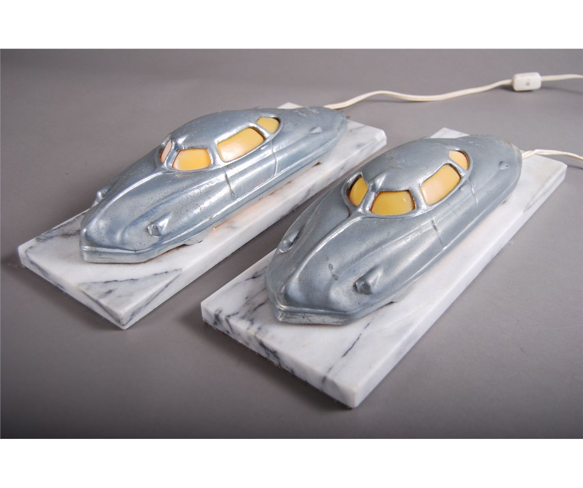 Futuristic Car Lamps, Art Deco, working, chrome finish has pittin…