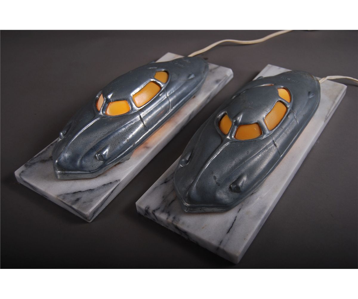 Futuristic Car Lamps, Art Deco, working, chrome finish has pittin…