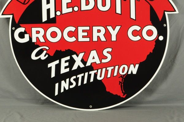 HEB Grocery Co. Porcelain Advertising Sign