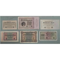 6 Different German Paper Money 1922-1923
