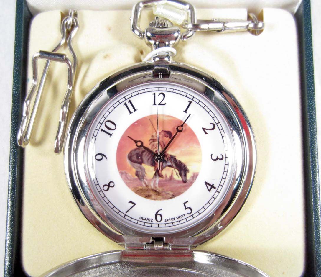 NATIVE AMERICAN INDIAN POCKET WATCH W/ CASE