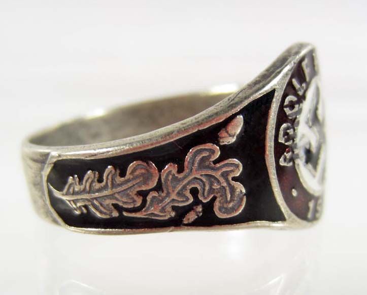 GERMAN NAZI ADOLF HITLER ENAMELED RING