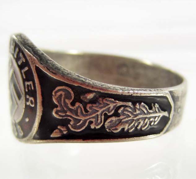 GERMAN NAZI ADOLF HITLER ENAMELED RING
