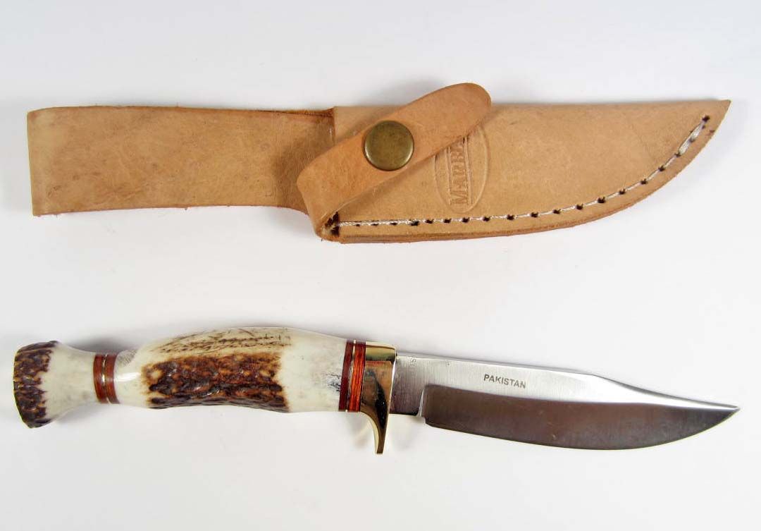 MARBLES HUNTING KNIFE W/ STAG HANDLE AND SHEATH