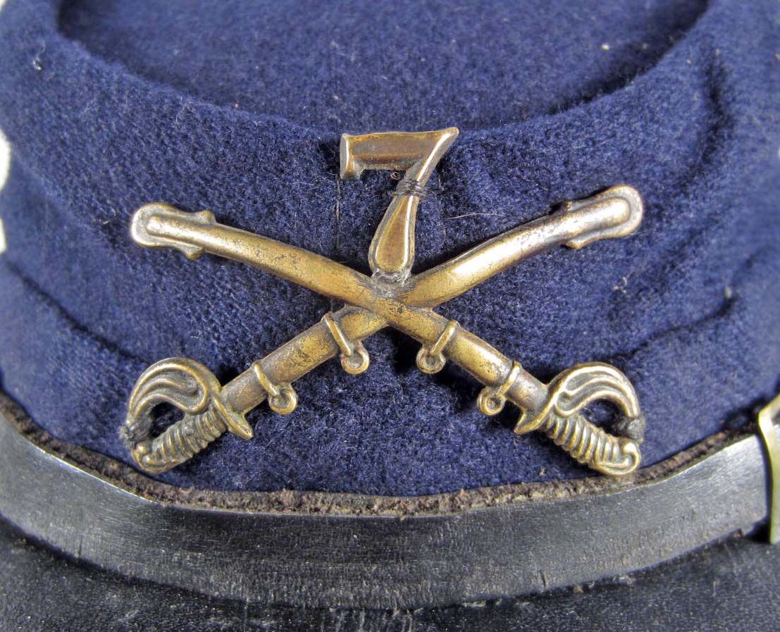 RARE US CIVIL WAR ERA UNION ARMY 7TH CAVALRY EM KEPI CAP