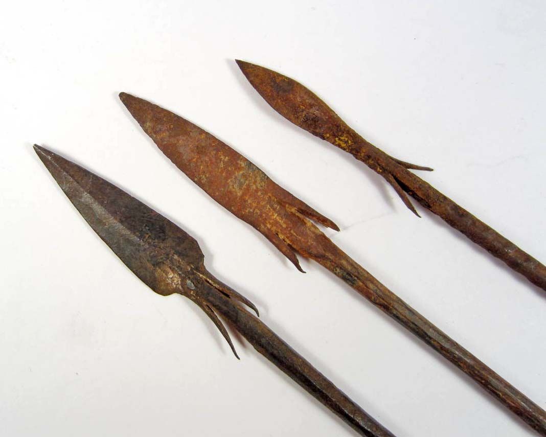 THREE BURA CULTURE METAL ARROW POINTS