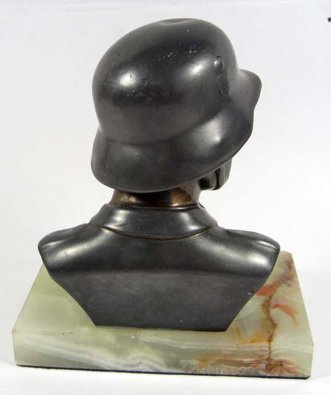 GERMAN NAZI SOLDIER BUST STATUE ON A MARBLE BASE