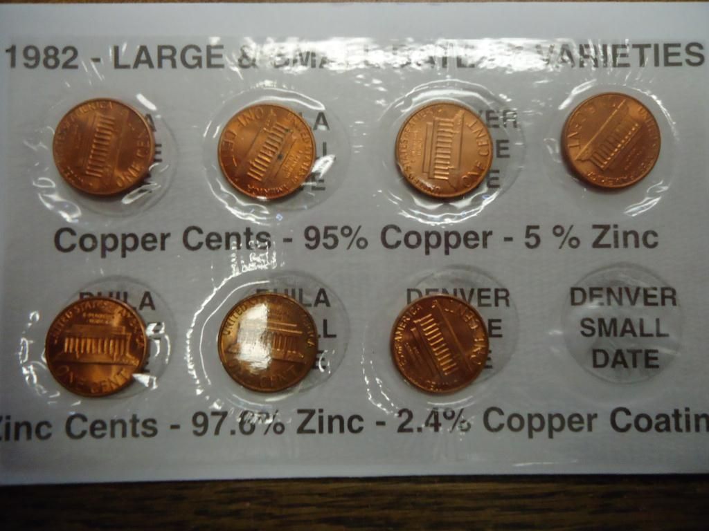 1982-7 VARIETIES LINCOLN CENT SET (UNC)