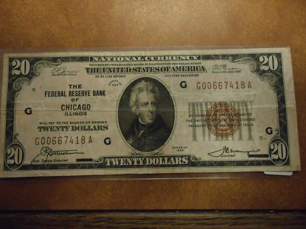 1929 $20 NATIONAL CURRENCY CHICAGO