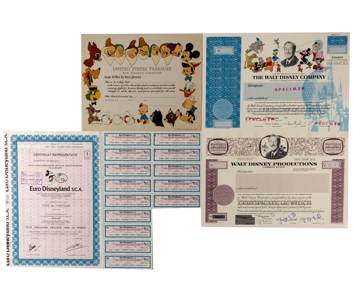 Disney Bonds And Stock Certificates CA Burbank Los Angeles County disney-bonds-and-stock-certificates-ca-burbank-los-angeles-county