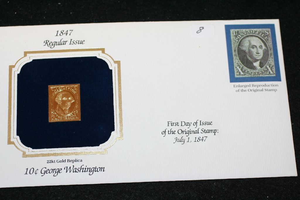 22K Gold Replica Stamp W/Enlarged Reproduction of the Original Stamp ...