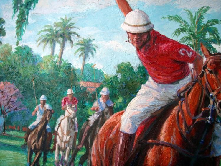 Signed Mark Brehm Polo Original Acrylic Painting