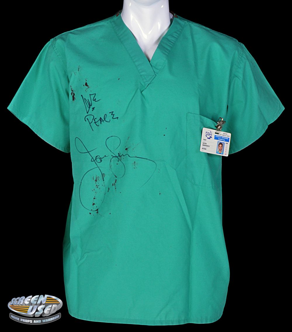 John Stamos "Dr. Tony Gates" medical scrubs shirt from ER