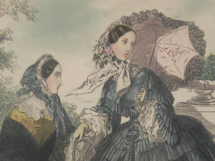 2 Antique Fashion Art Prints Miroir des Modes Framed