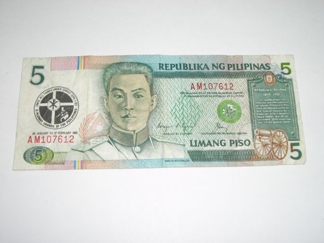 1991 5 LIMANG PISO *PHILIPPINES - REPUBLIKA NG PHILIPINAS*!!