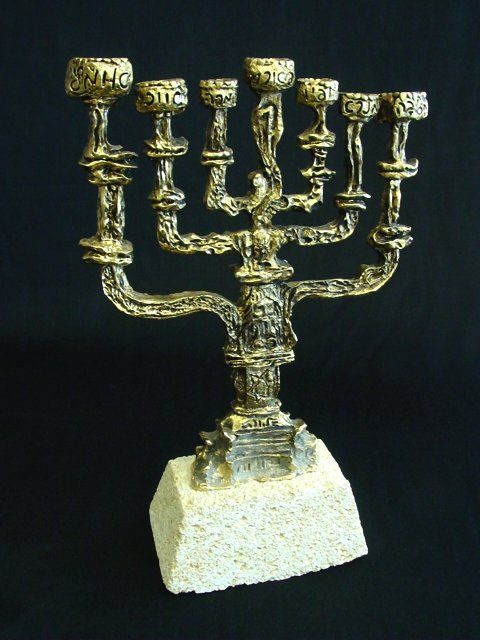 Salvador Dali Menorah bronze sculpture on stone