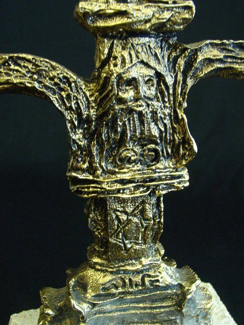Salvador Dali Menorah bronze sculpture on stone
