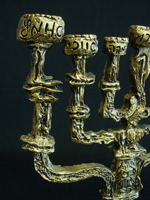 Salvador Dali Menorah bronze sculpture on stone