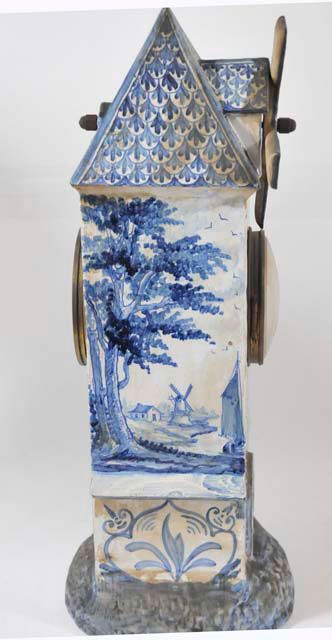 Delft blue & white porcelain windmill clock