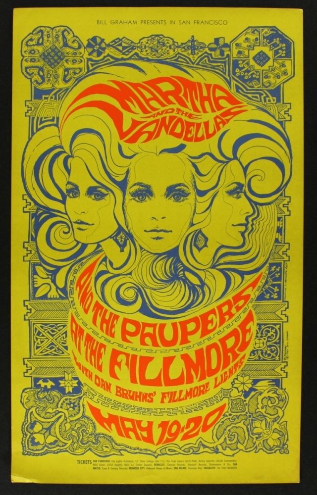 Martha and the Vandellas Vintage 1967 14x23 Concert Poster Martha and the Vandellas Vintage 1967 14x23 Concert Poster