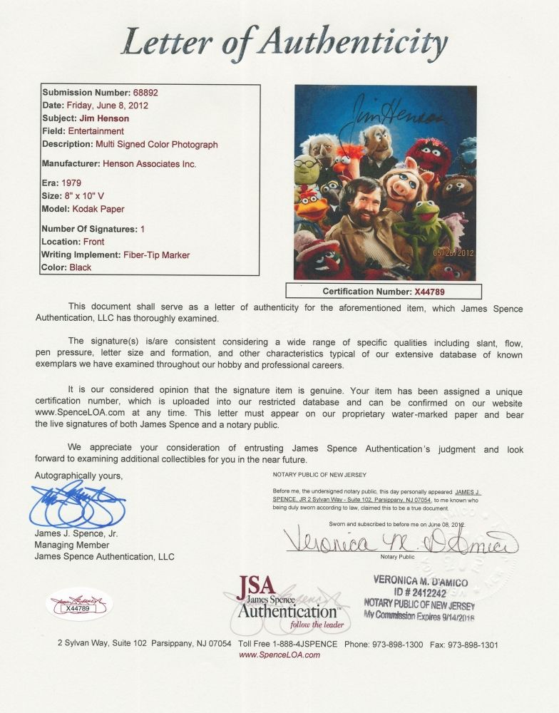 Jim Henson Signed "The Muppets" Vintage 8x10 Photo (JSA LOA)