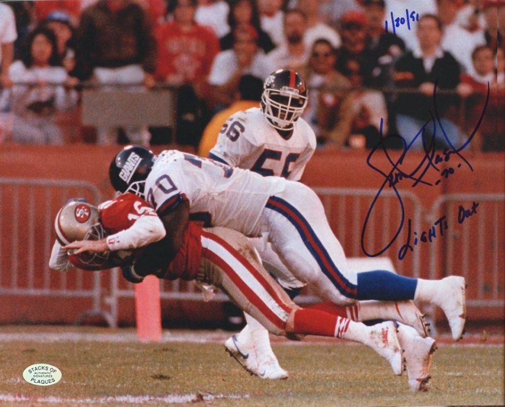 Leonard Marshall Signed Giants 8x10 Photo Inscribed "Lights Out" & "1 ...