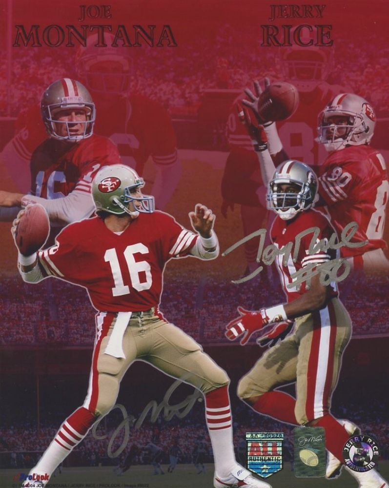 Jerry Rice & Joe Montana Signed 49ers 8x10 Photo (Player Holograms)