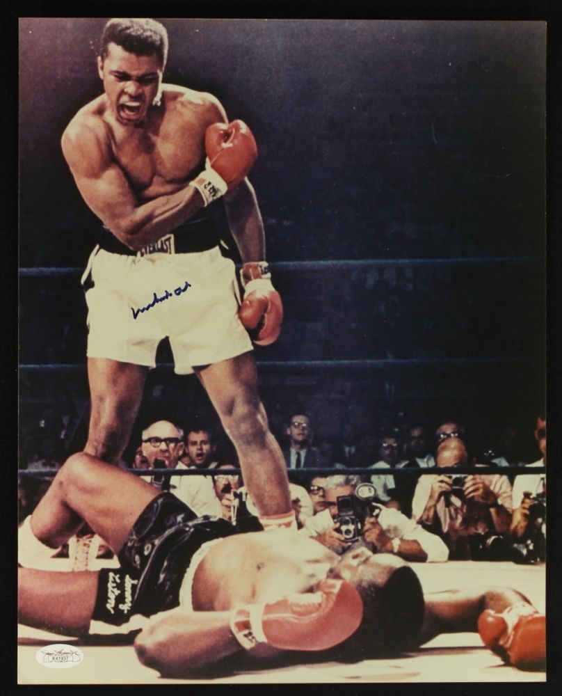 Muhammad Ali Signed 11x14 Photo Standing Over Sonny Liston (JSA LOA)