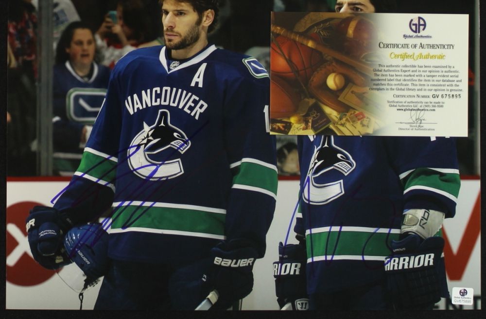 Ryan Kesler and Alexandre Burrows Signed Canucks 11x14 Photo (GA COA)