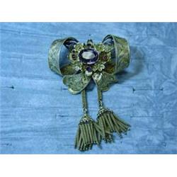 A Victorian gilt metal filigree stomacher ...