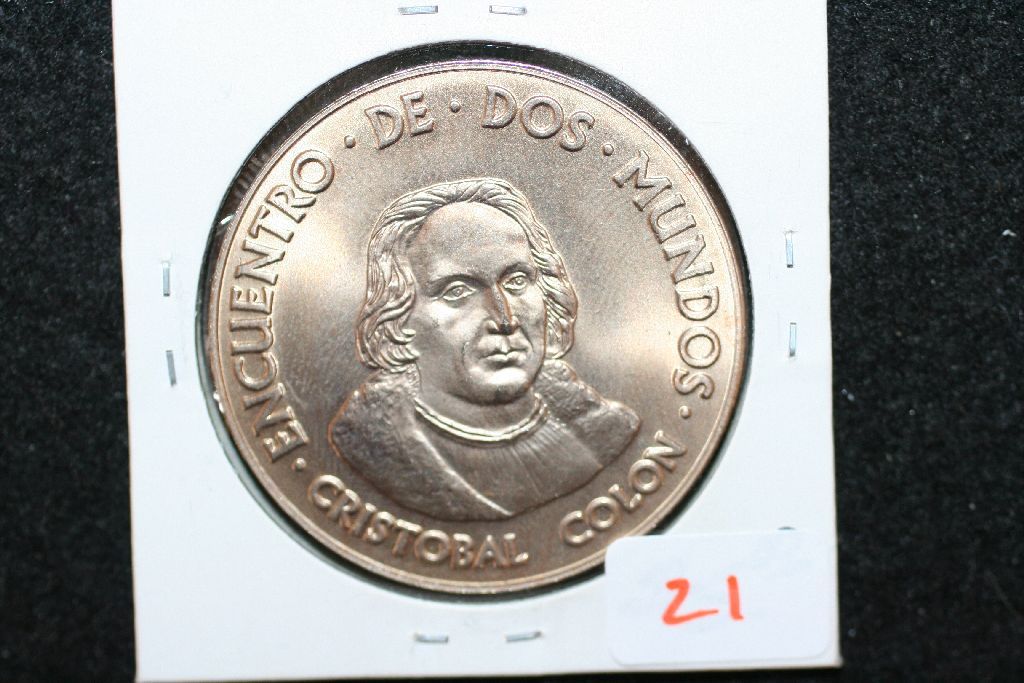 1992 Spanish 500th Anniversary Commerative Medallion; Cristobal Colon