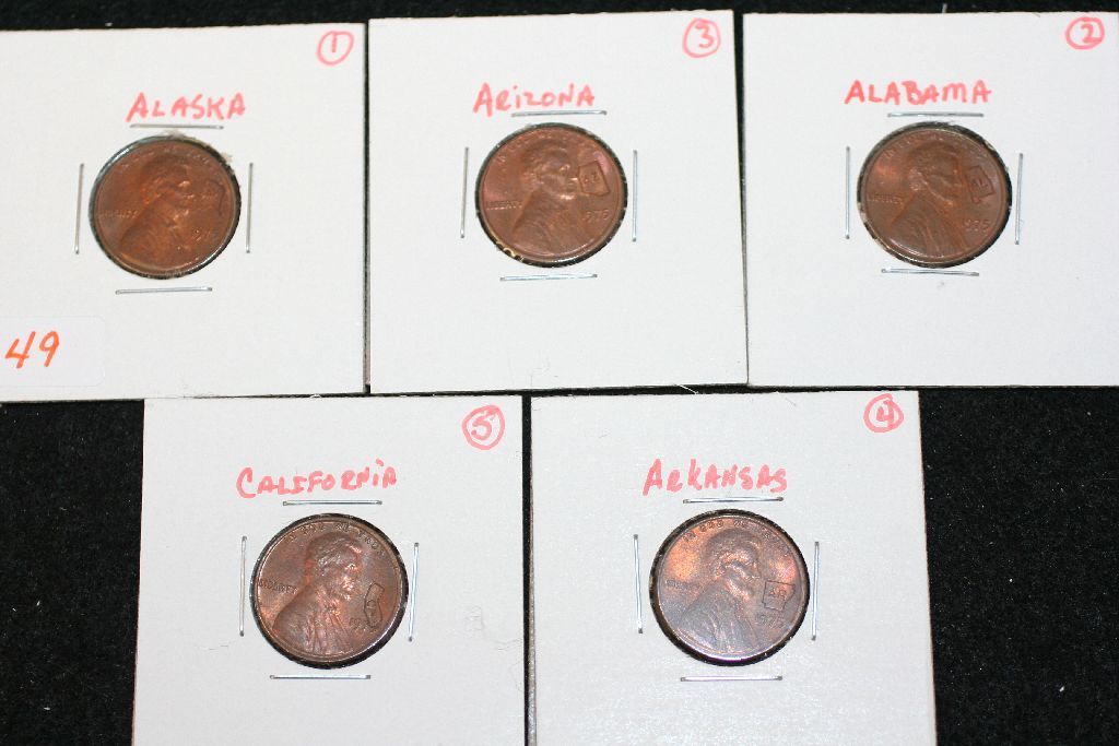 1975 Lincoln State Penny W/Imprint of Various States on Front; Alaska ...