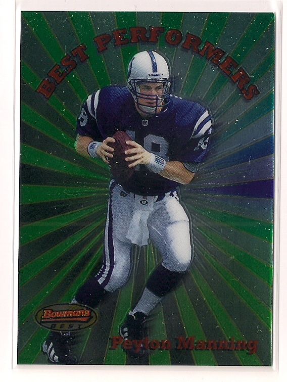 1998 Bowman's Best Performers Peyton Manning Rookie Insert Card #BP1