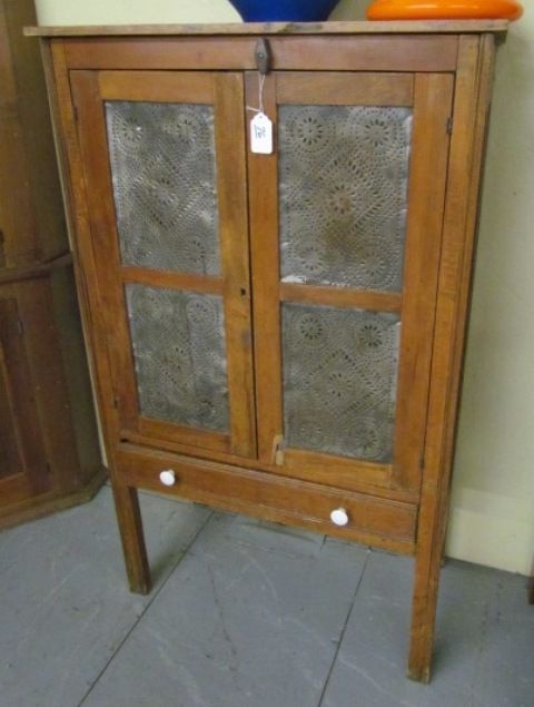 Virginia 19th century 4 Punch tin Pie Safe - double panel sides and ...