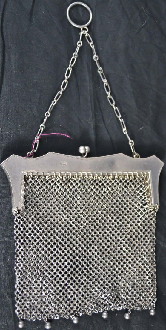 Antique ladies sterling silver mesh purse