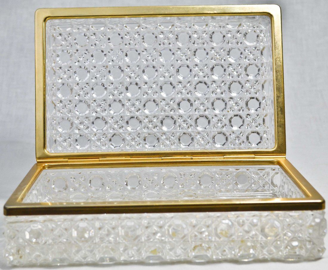 Vintage cut glass jewelry box